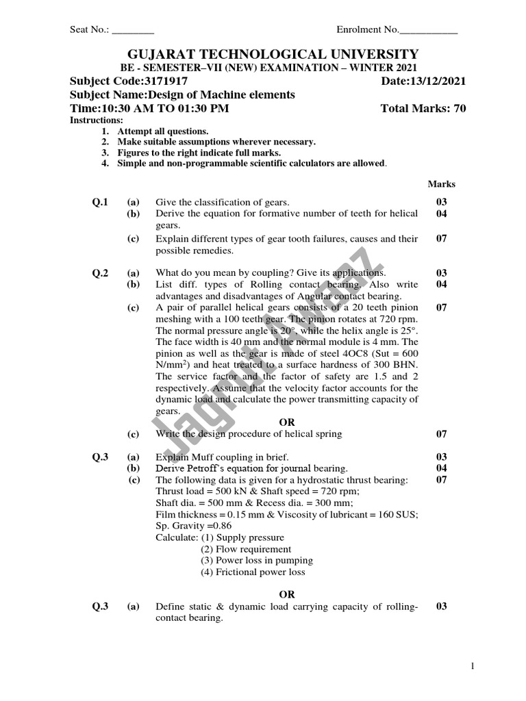 Jagrut Awaaz: Gujarat Technological University | PDF | Gear | Piston