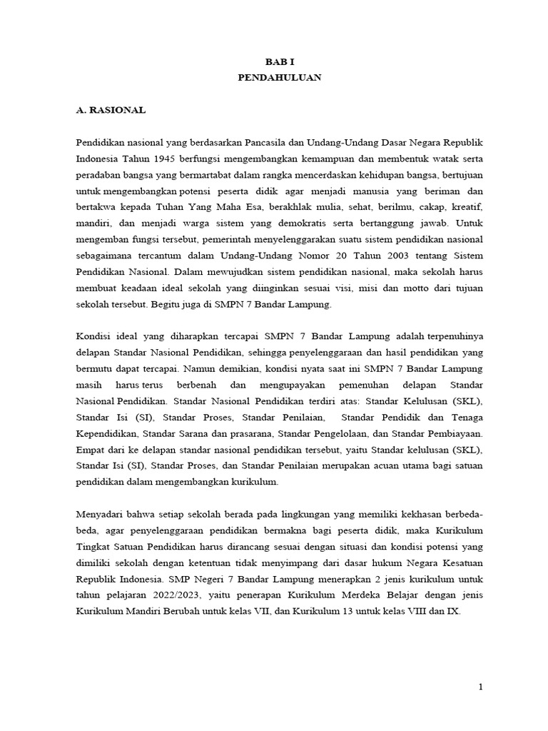 Dokumen KTSP SMPN 7 B.lampung TP 2022-2023 | PDF