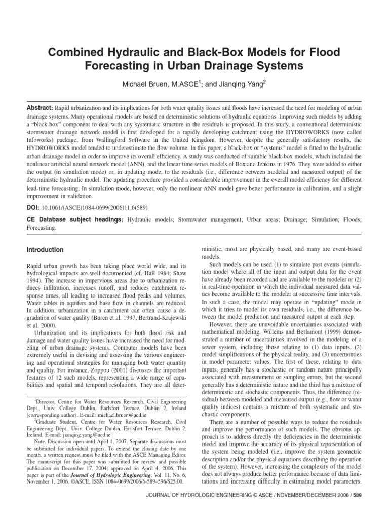 Combined Hydraulic and Black Box Model For Flood Forecasting 2006 | PDF | Forecasting ...