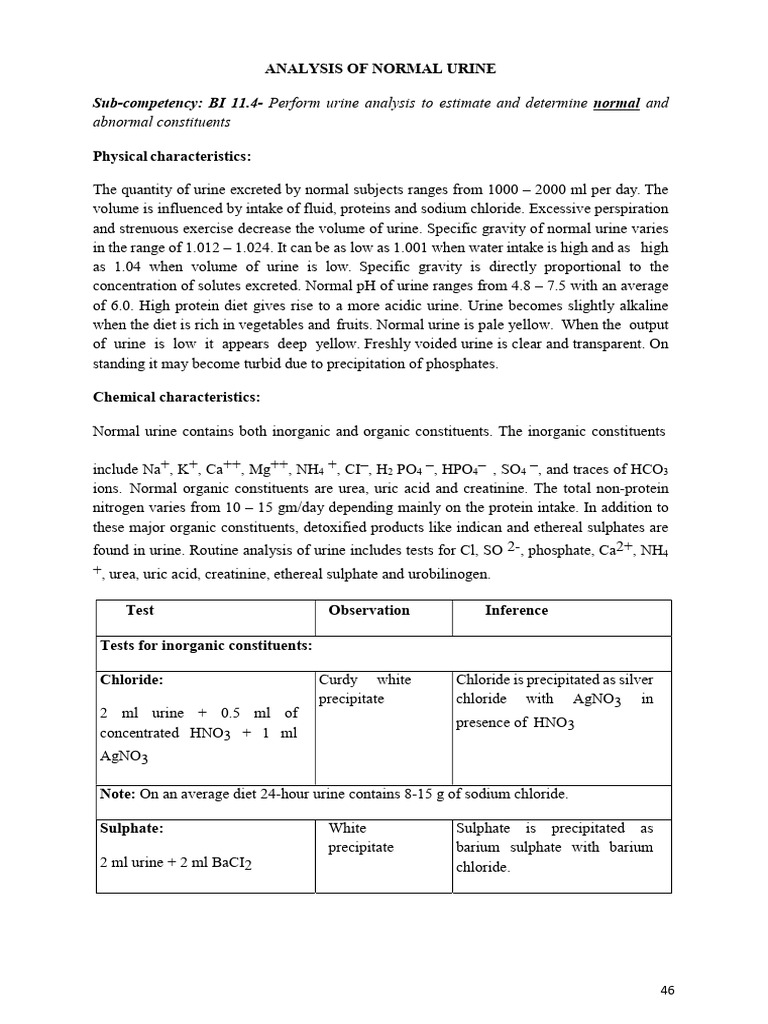 Normal Urine Test Instructions | PDF | Urine | Urea