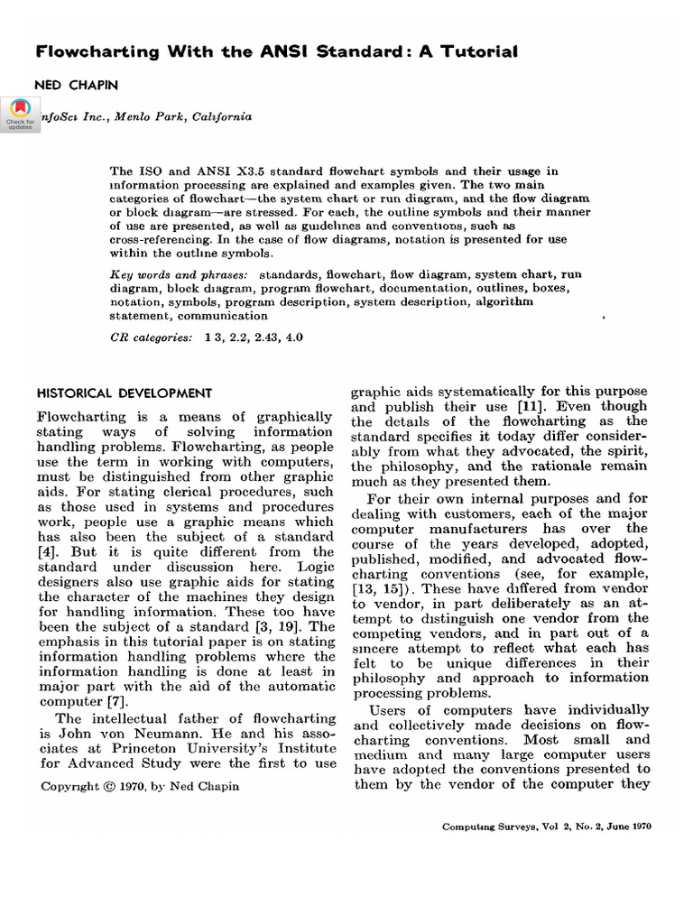 Flowcharting With The ANSI Standard: A Tutorial Ned Chapin | PDF ...