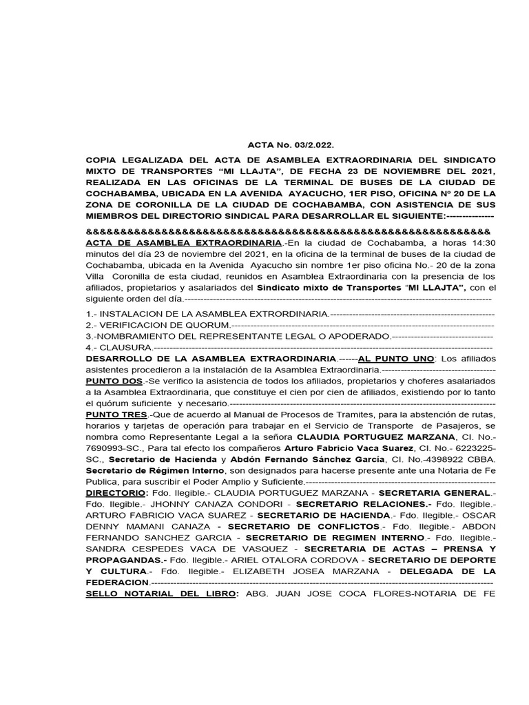 03 Copia Legalizada Del Acta de Rep Legal de Poder | PDF | Gobierno