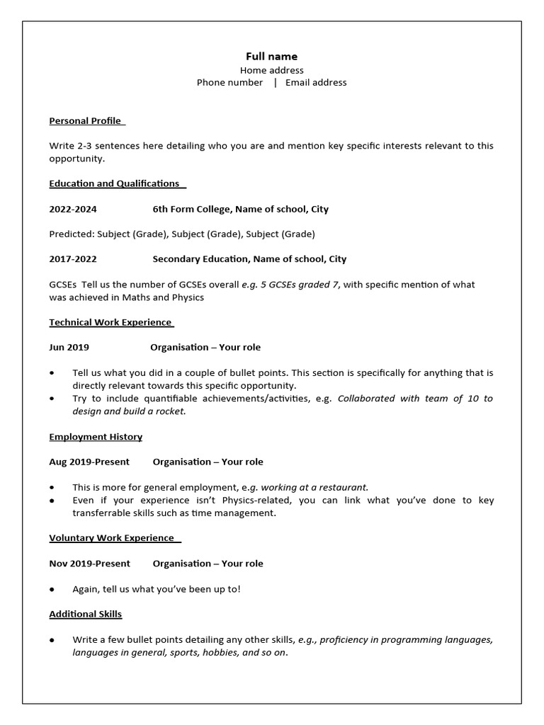 QiTS Example CV Template | PDF