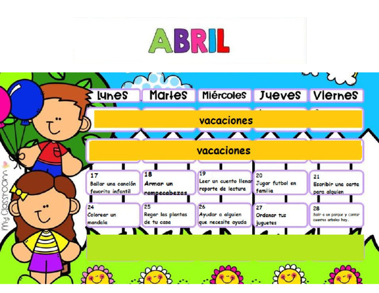 Calendario de Actividades Abril | PDF