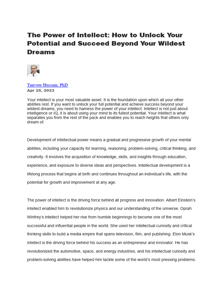 The Power of Intellect | PDF | Critical Thinking | Mindfulness