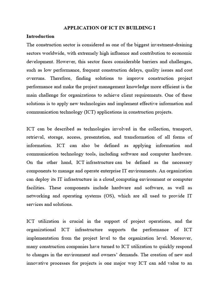Enhancing Construction with ICT Solutions | PDF | Information And ...