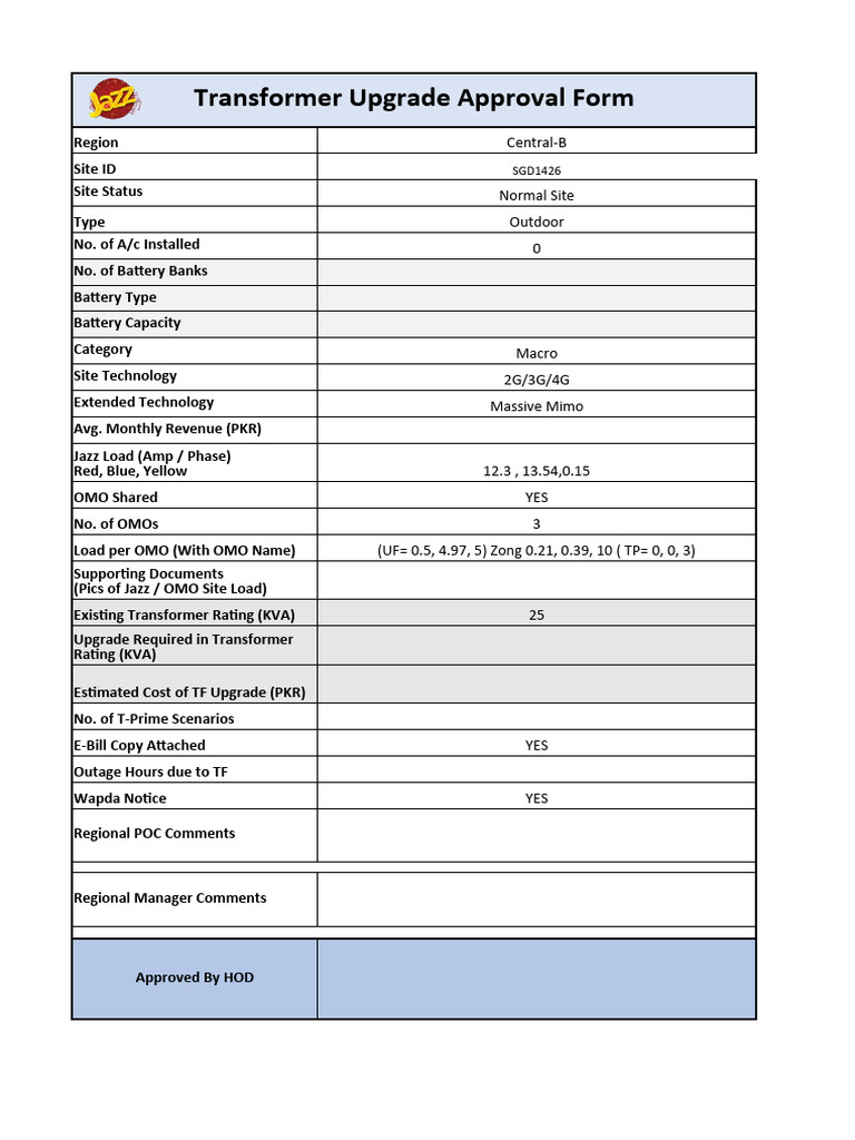 Data Entry Form for TF Upgrade | PDF