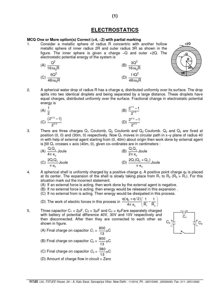 Electrostatic 17 Pay | PDF | Capacitor | Sphere