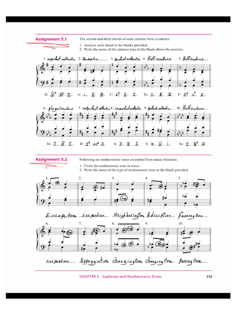 Non harmonic tones exercises | PDF