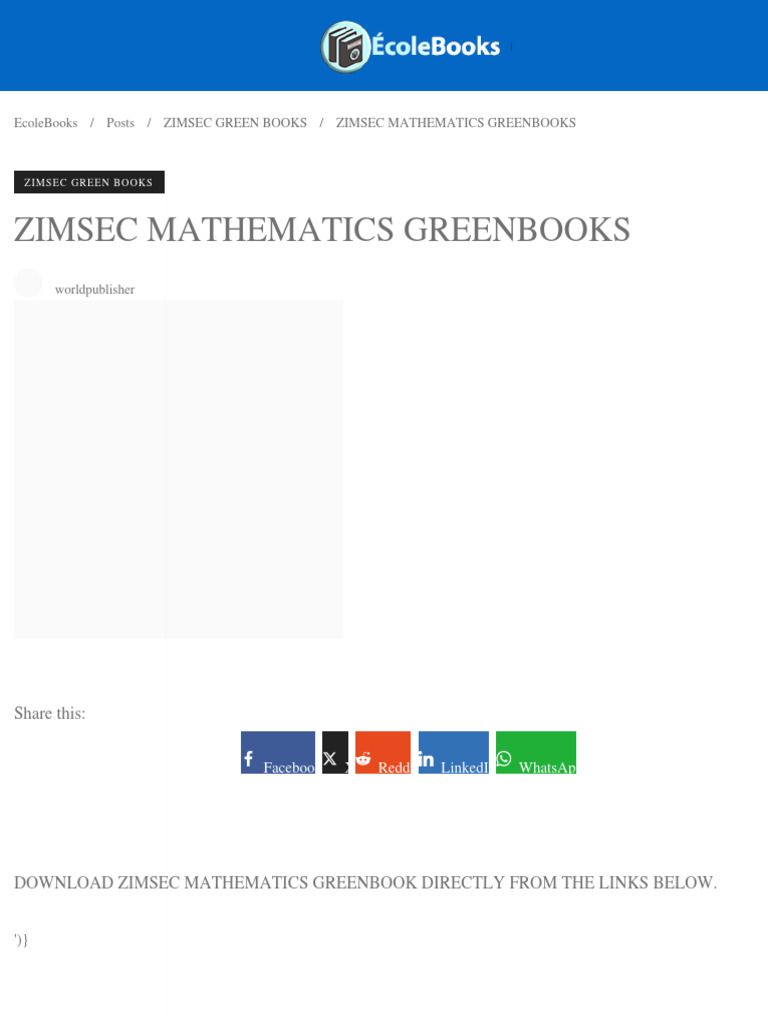 ZIMSEC Mathematics Green Books Download | PDF | Career & Growth ...