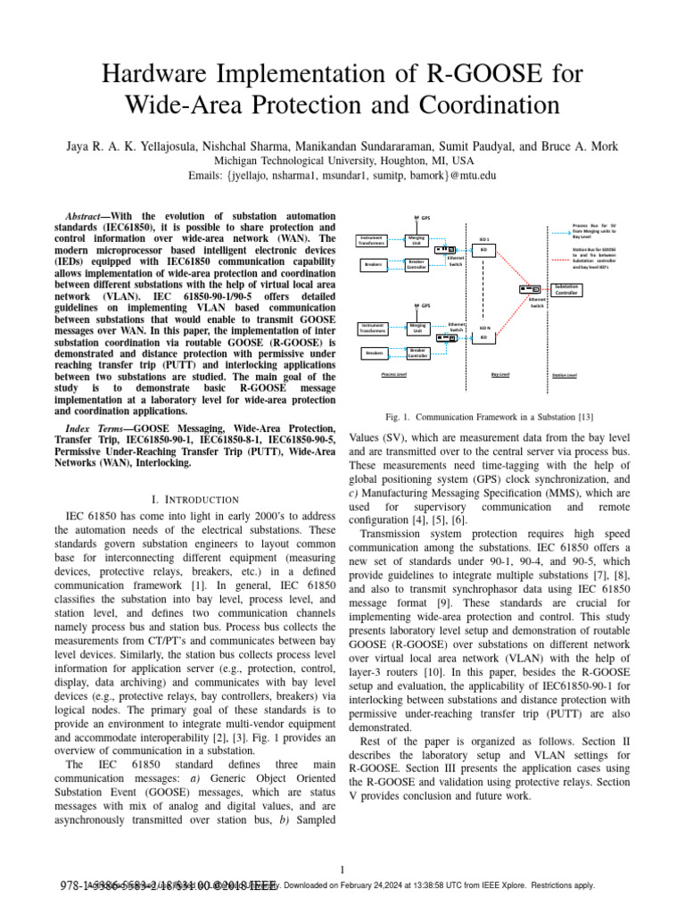 R-GOOSE Implementation for Substation Coordination | PDF | Computer ...