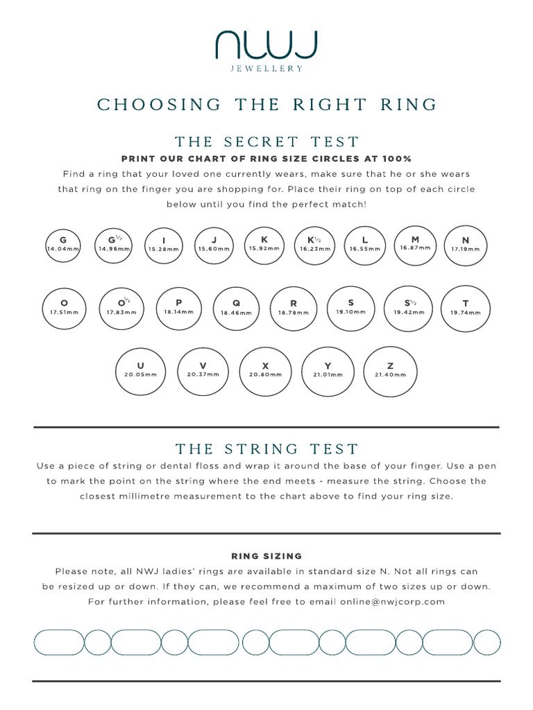 NWJ A4 Ring Size Guide Download | PDF