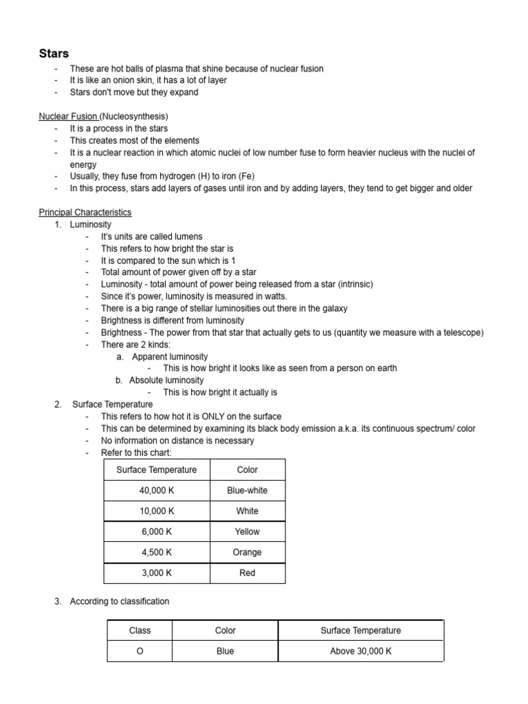 Astronomy Notes | PDF | Stars | Magma