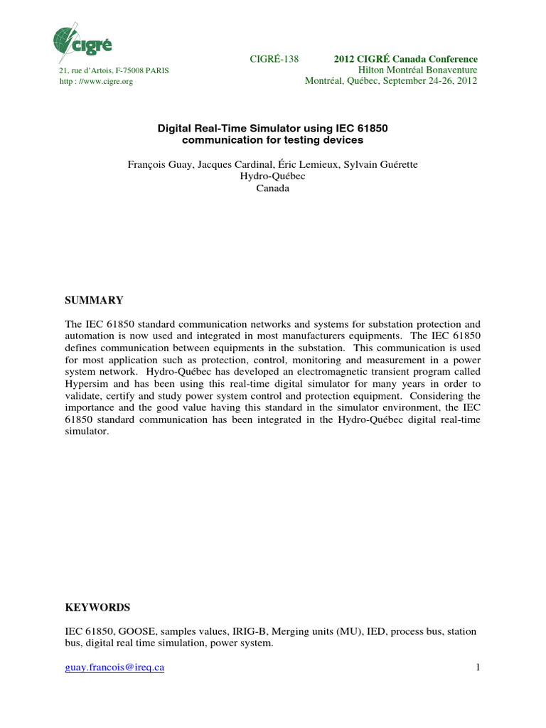 IEC 61850 Real-Time Simulator Overview | PDF | Simulation | Real Time ...