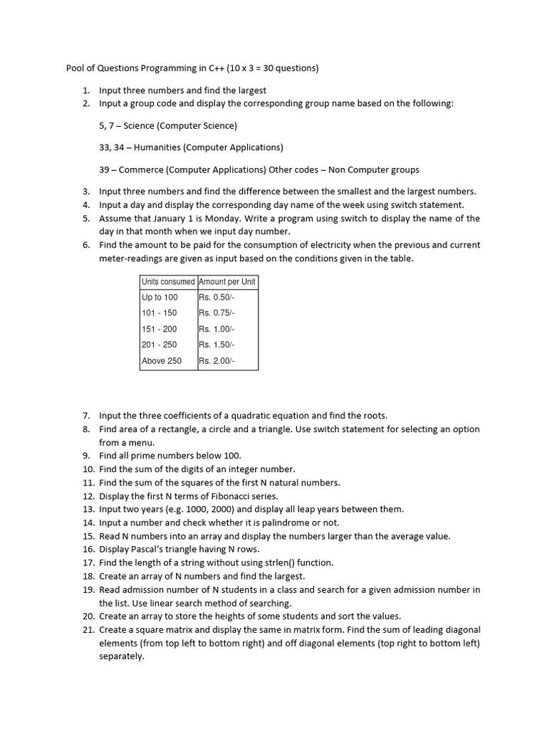 C++ Programming Exercises | PDF | Function (Mathematics) | Numbers