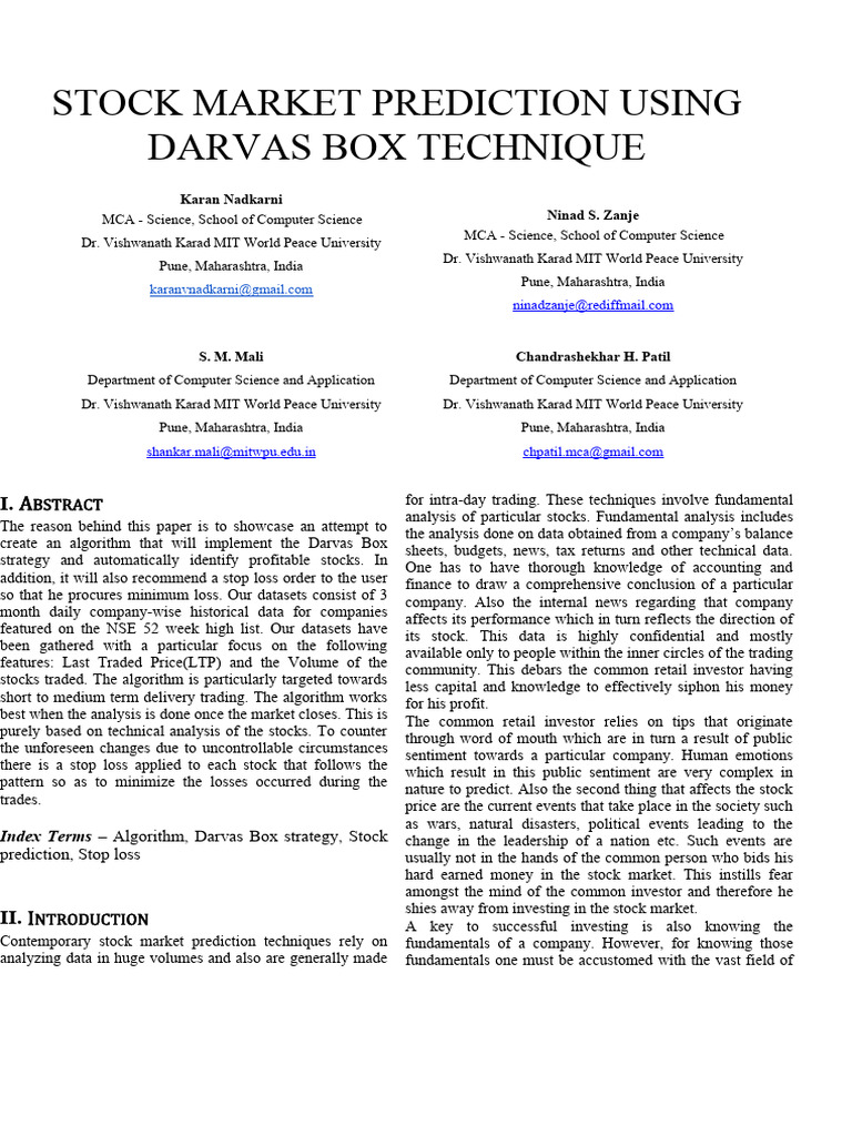 Stock Market Prediction Using Darvas Box Technique | PDF | Technical ...
