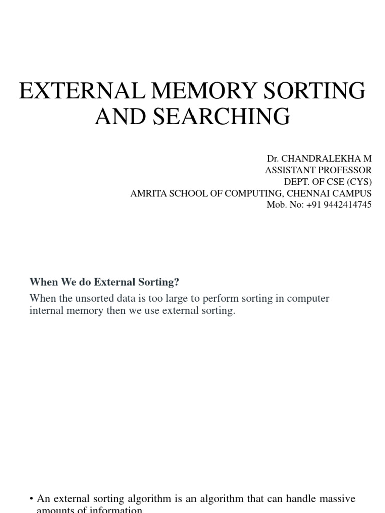 External Memory Sorting and Searching | PDF | Computer Data Storage | Hard Disk Drive