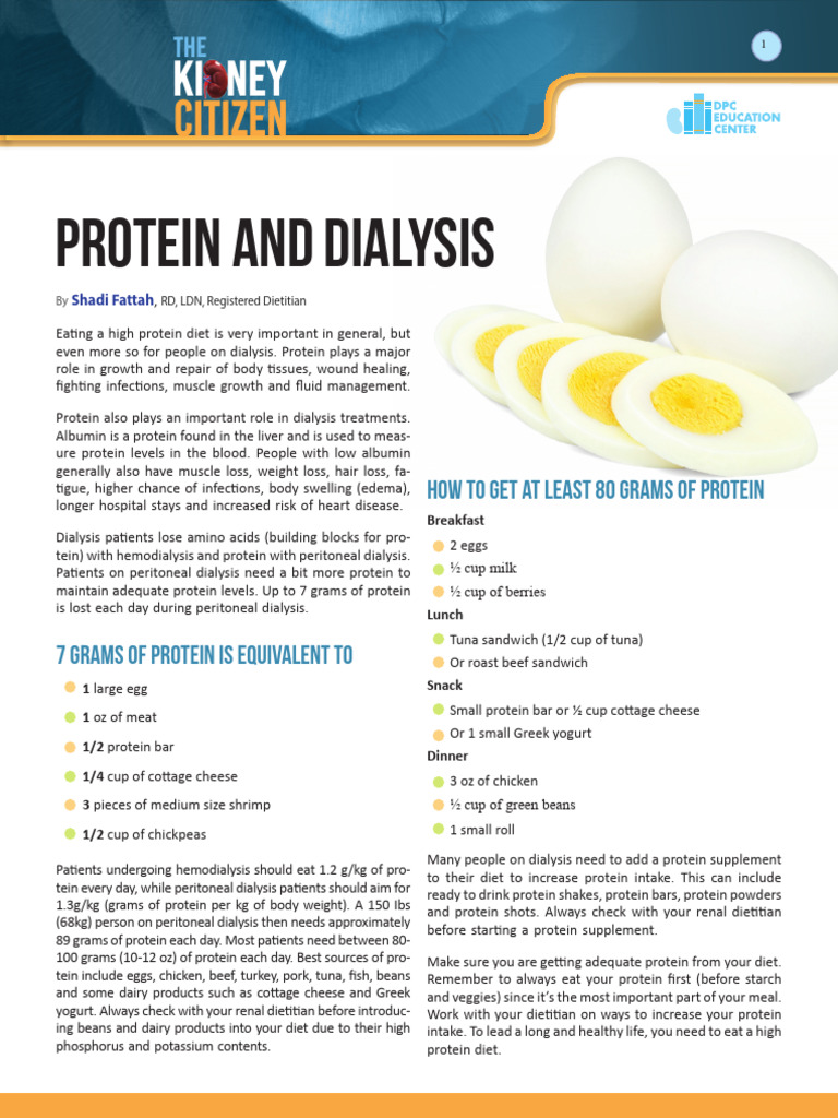 Protein and Dialysis | PDF | Teaspoon | Dieting