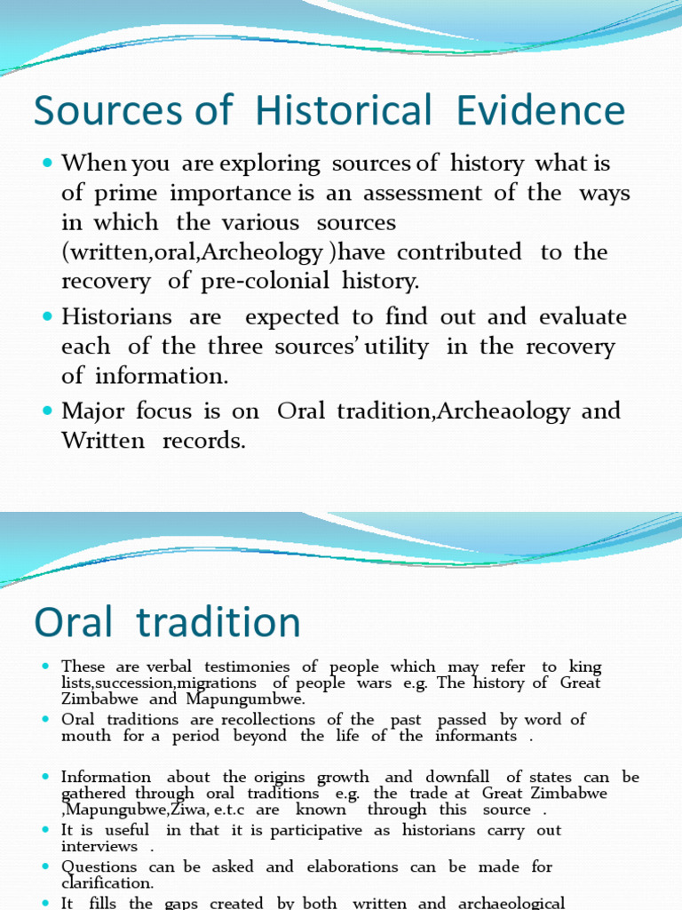 Sources of Historical Evidence-1 | PDF | Archaeology | Zimbabwe