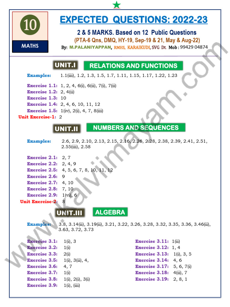 10th Maths Important Questions-2022-23 | PDF | Euclidean Geometry ...