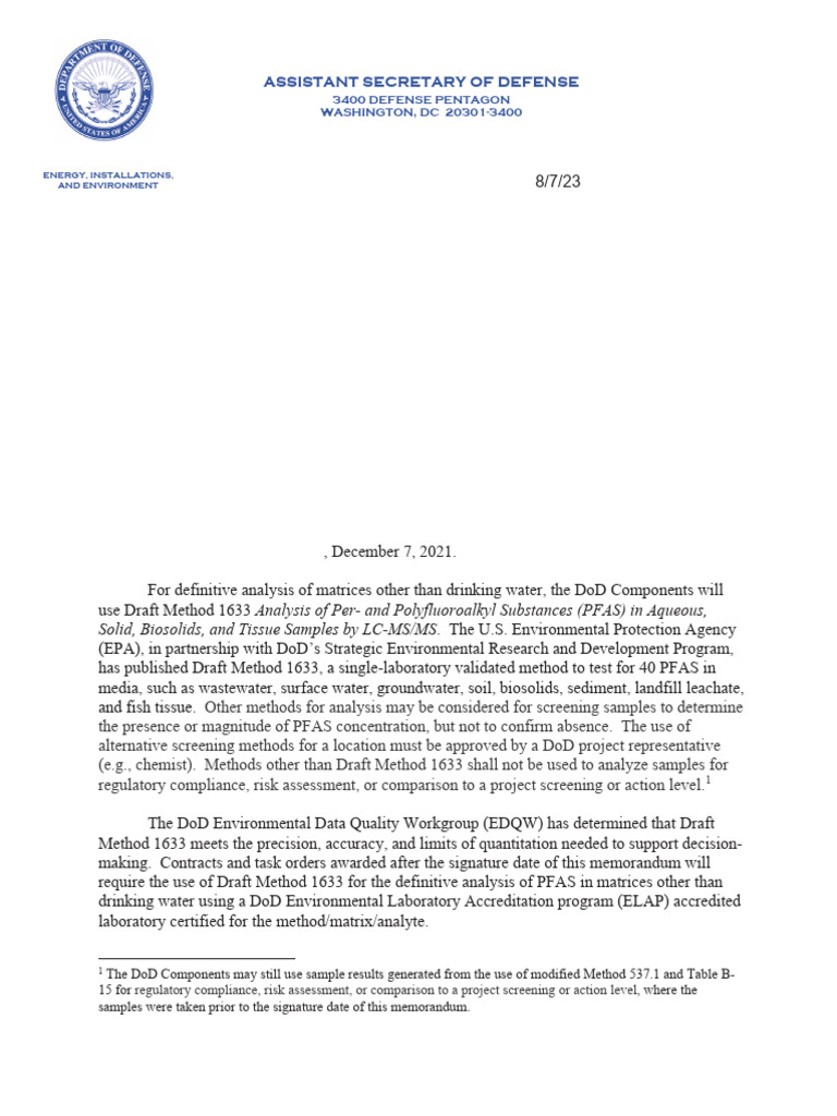 DOD Requires Draft Method 1633 Aug2023 | PDF | United States Department ...