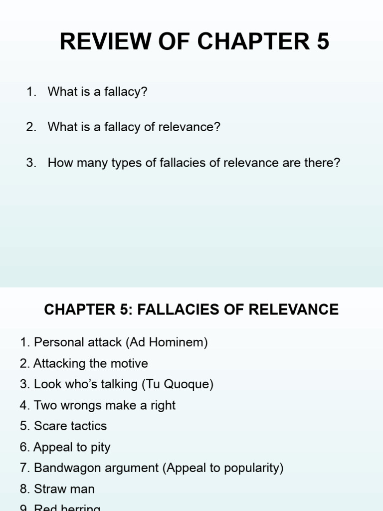 Chapter 6 - Fallacies of Insufficient Evidence | PDF | Fallacy | Logic