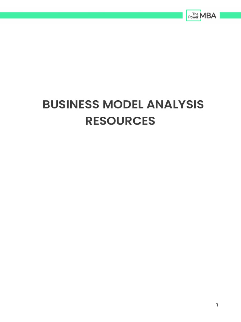 Business Model Analysis Resources | PDF | Business Model | Marketing