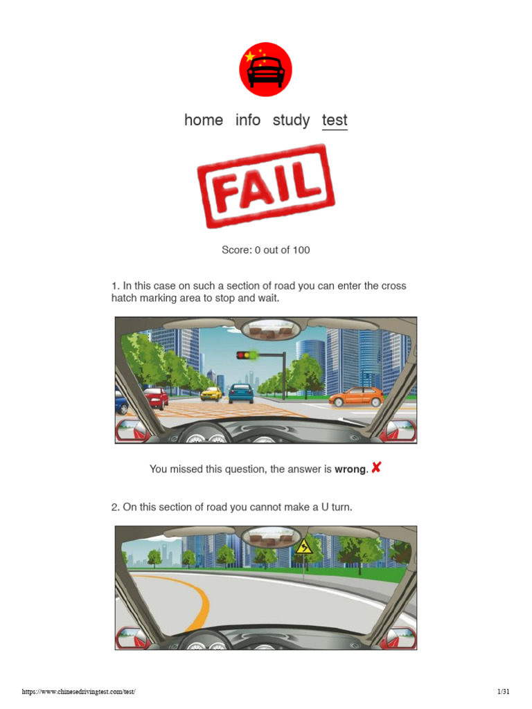Chinese Driving Test Questions & Answers | PDF | Traffic | Intersection ...