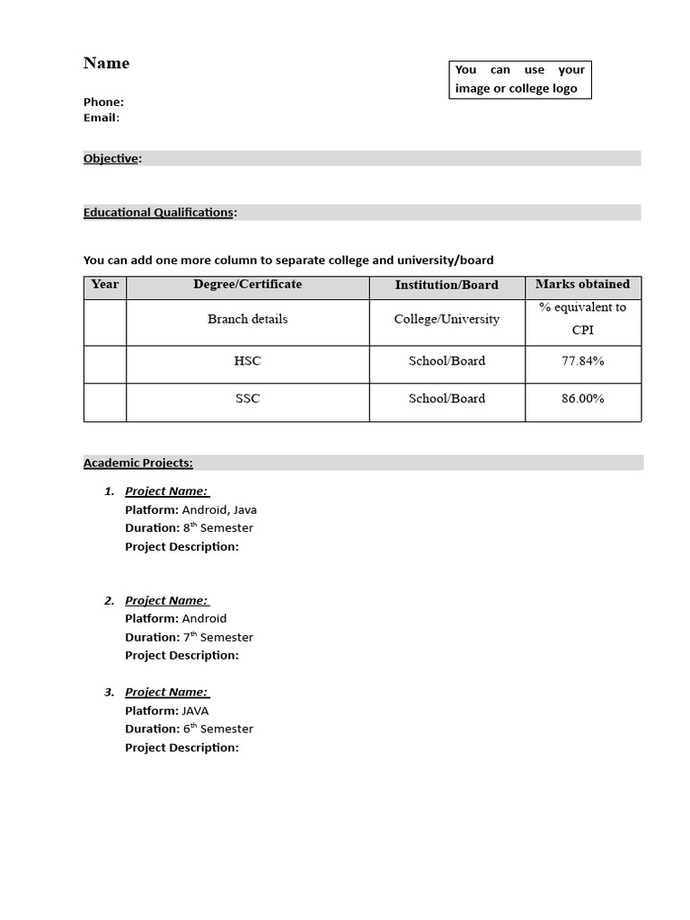 Comprehensive Resume Template Guide | PDF