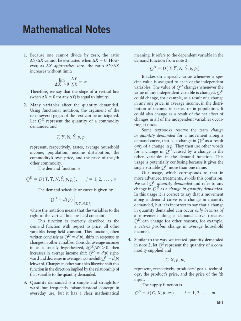 Mathematical Notes | Download Free PDF | Demand | Supply (Economics)