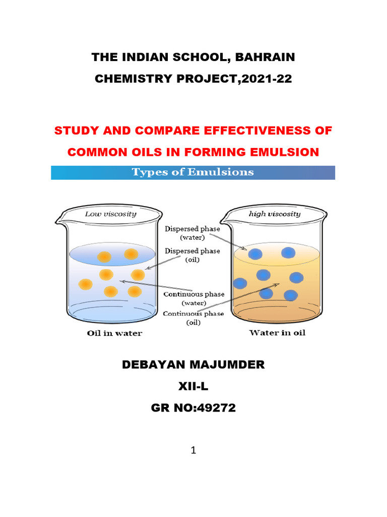 Chemistry Project 2 | PDF | Emulsion | Materials