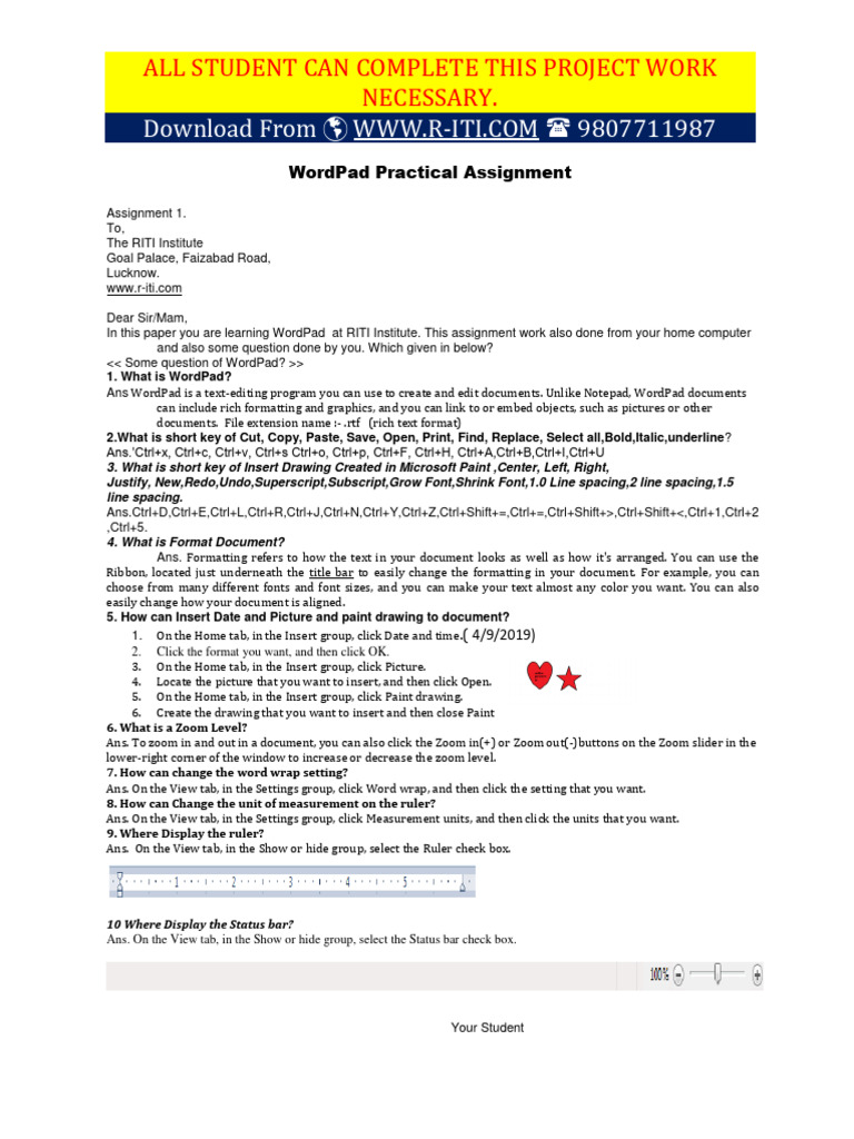 Wordpad Practical Assinment | PDF | Computing | Software