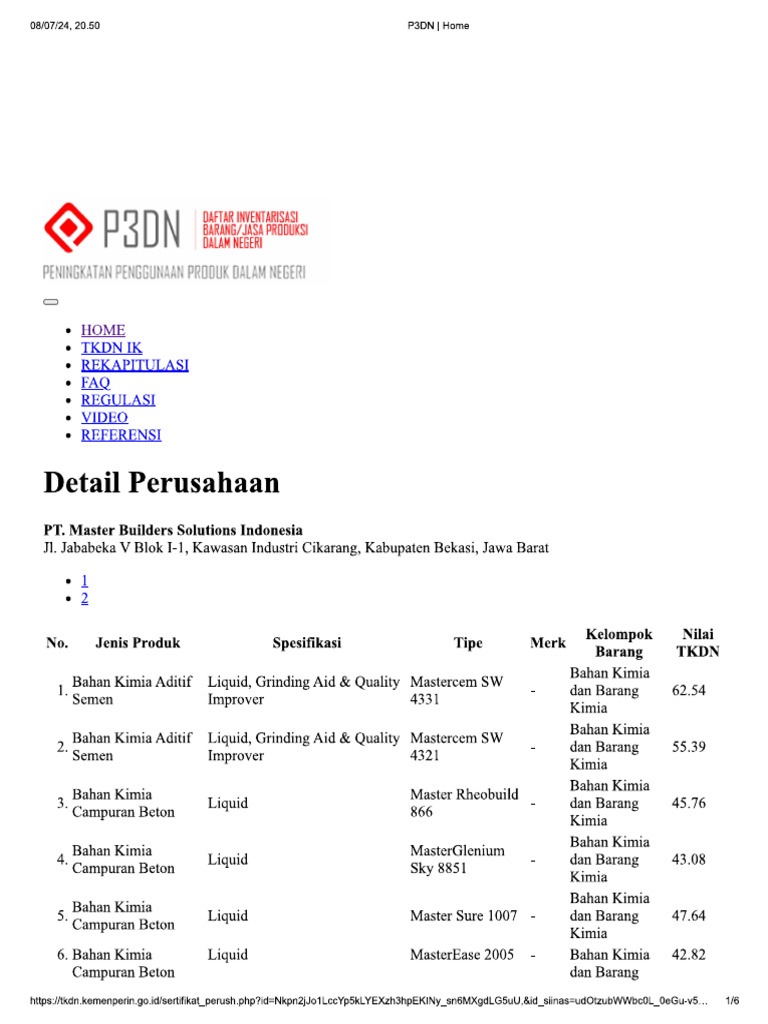 TKDN Beton Pengeras | PDF