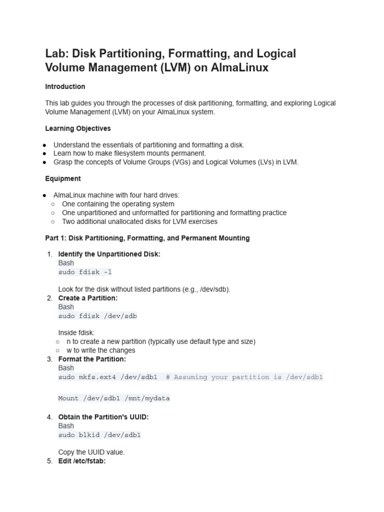 Lab1 Data Center Disk Partitioning Formatting And Logical Volume 0023