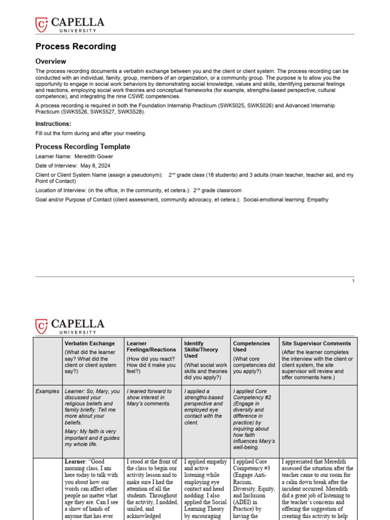 Process Recording | PDF | Learning | Empathy