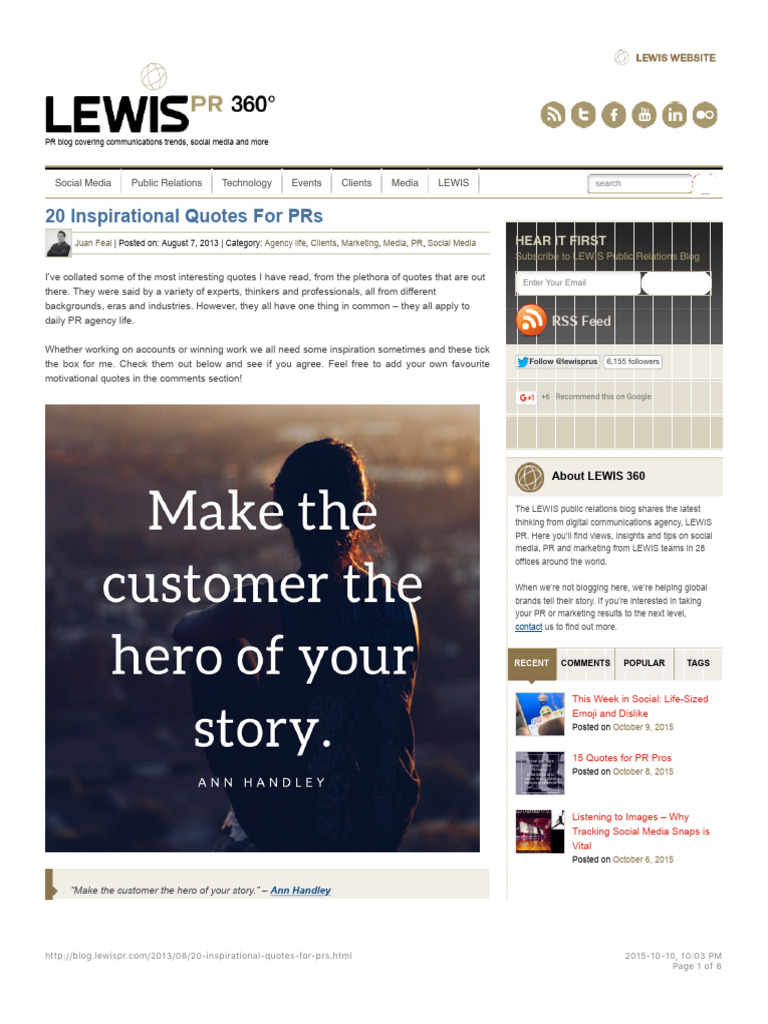 20 Inspiring Quotes for PR Professionals | PDF | Public Relations ...