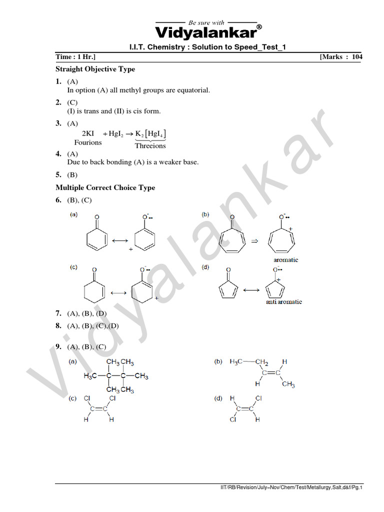 Speed_Test_Soln | PDF | Chemical Compounds | Physical Sciences