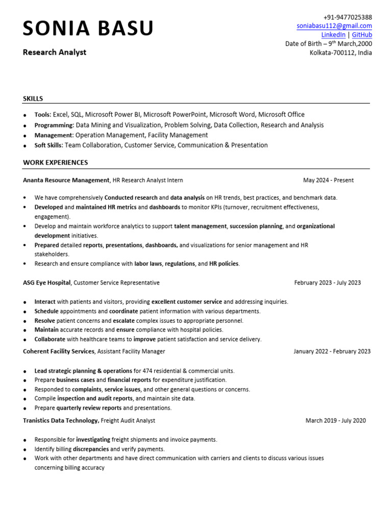 Sonia’s Resume | PDF | Analytics | Computing