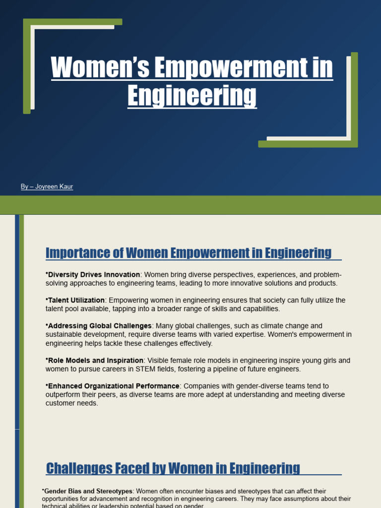 Women Empowerment in Engineering | PDF | Empowerment | Science ...