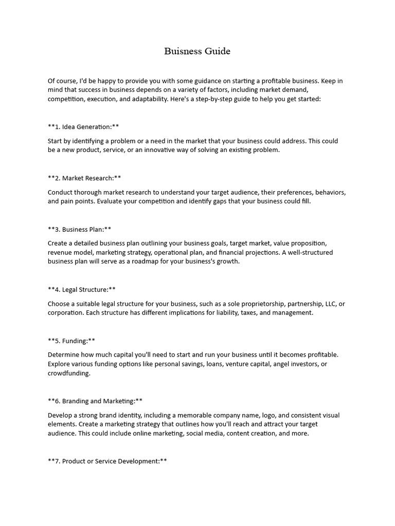 Buisness Guide | PDF | Business Plan | Business