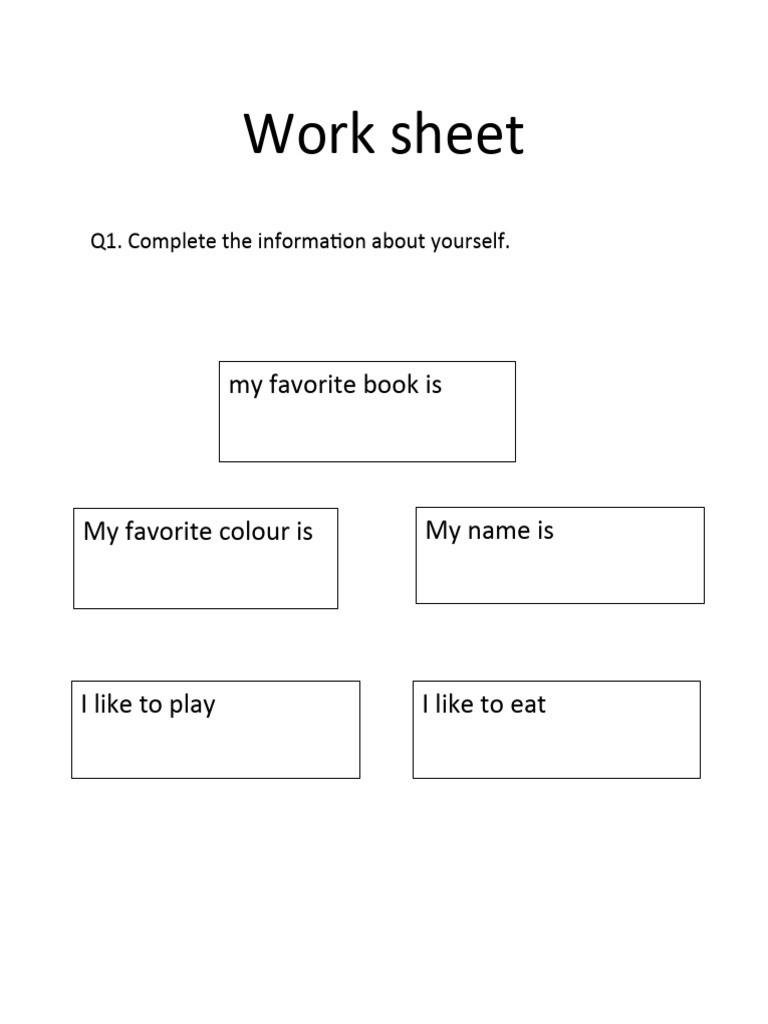 Work Sheet For Kids | PDF