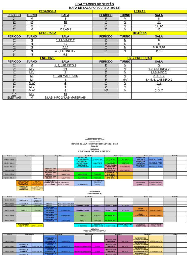 MAPA DE SALAS- HORÁRIO 2024.1- Campus Sertão_Sede (site) - Planilhas Google | Download grátis ...