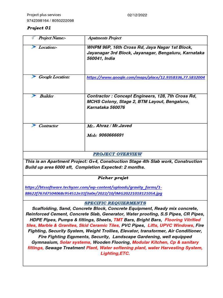 October 2nd 2022 Word Formet Project Reports | PDF | Flooring | Pipe (Fluid Conveyance)