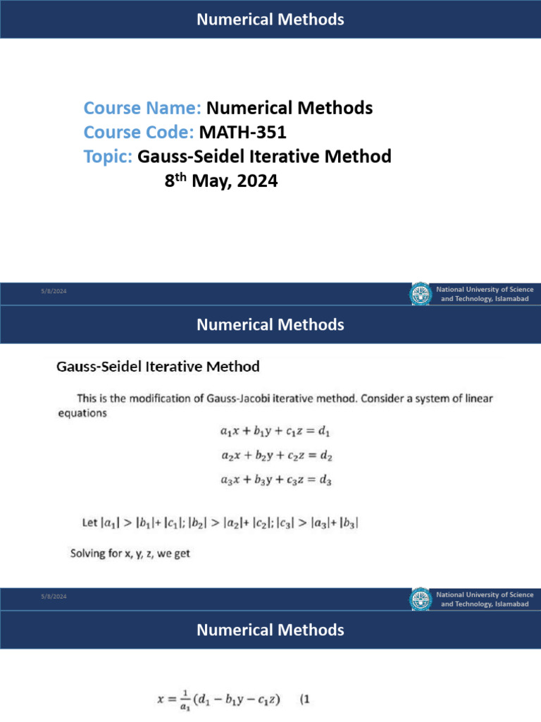 Gauss Seidal Iterative Method | PDF | Mathematical Analysis | Mathematics