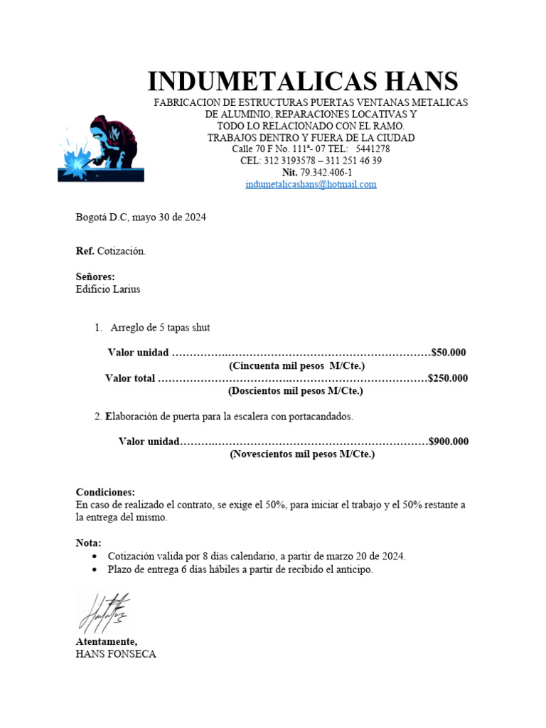 Cotizacion Edificio Larius | PDF