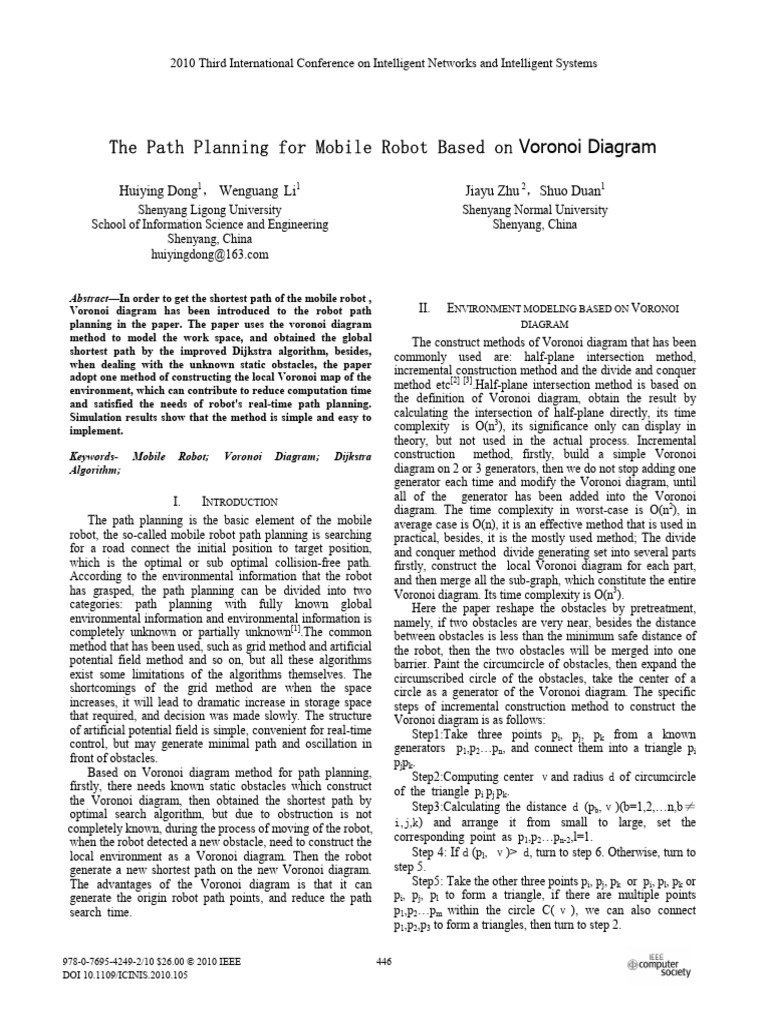The Path Planning For Mobile Robot Based On Voronoi Diagram | PDF | Computer Science ...