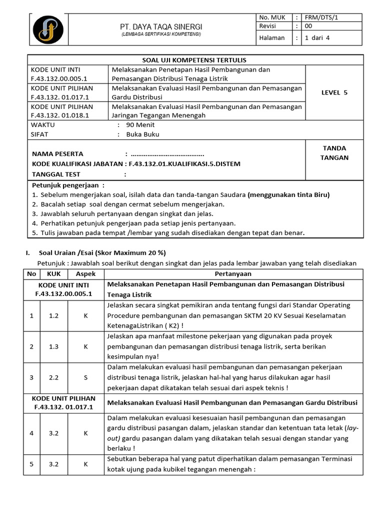 Soal Level 5 Bangsang Distribusi TM | PDF
