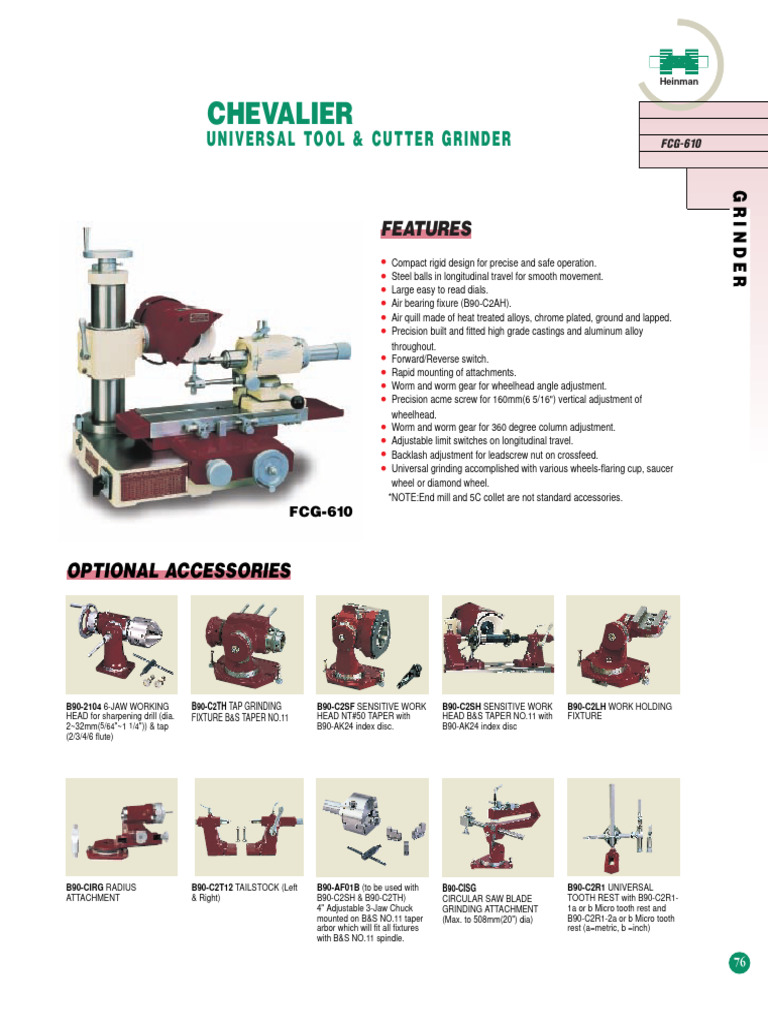 Chevalier FCG 610 Specs | PDF | Grinding (Abrasive Cutting) | Drill