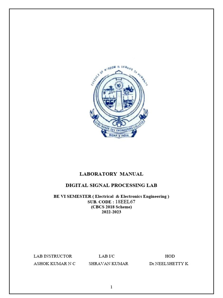 DSP Lab Manual 2022-2023 | PDF | Low Pass Filter | Discrete Fourier Transform