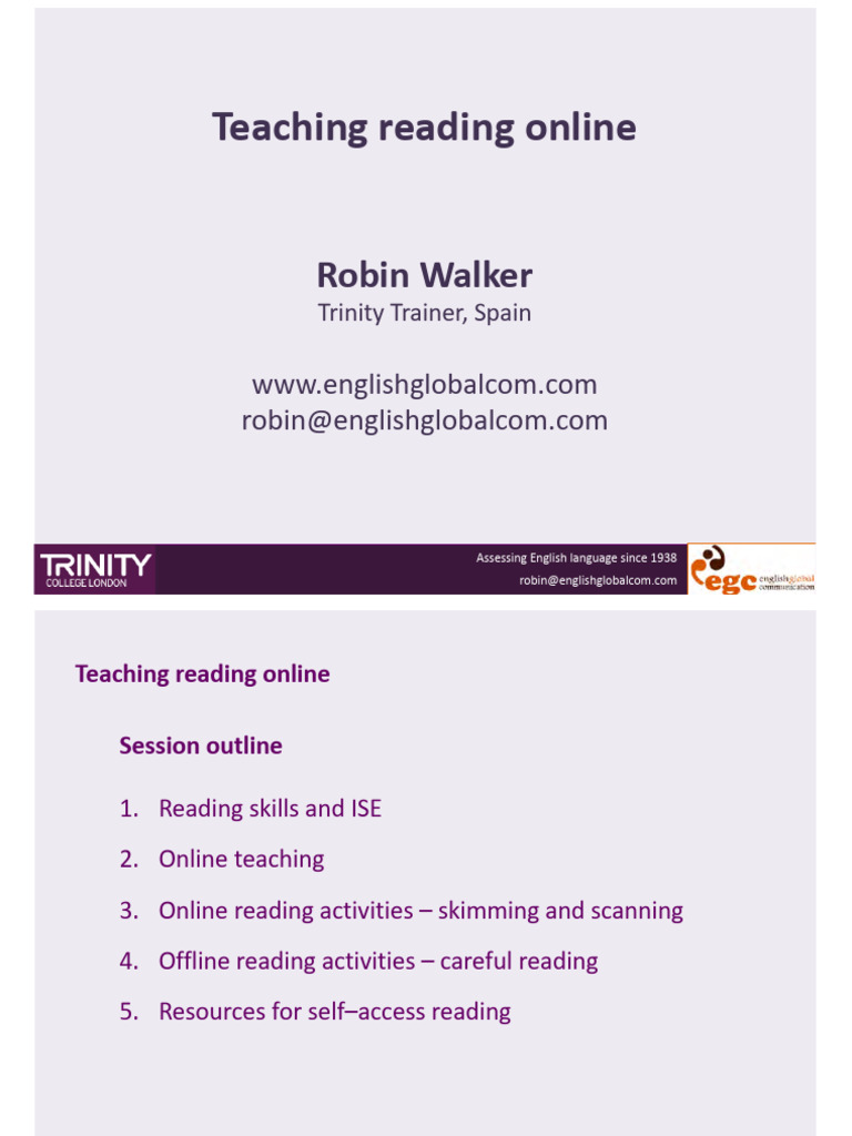 Teaching Reading Online | PDF | Speed Reading | Online And Offline